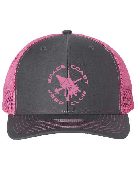 SCJC Richardson 112 Trucker Hat NEON PINK LOGO – HG Printing & Graphics